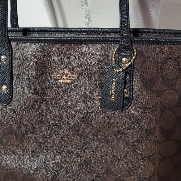 Coach | Bags | Coach Monogram Tote Bag Brown Black Bag | Poshmark